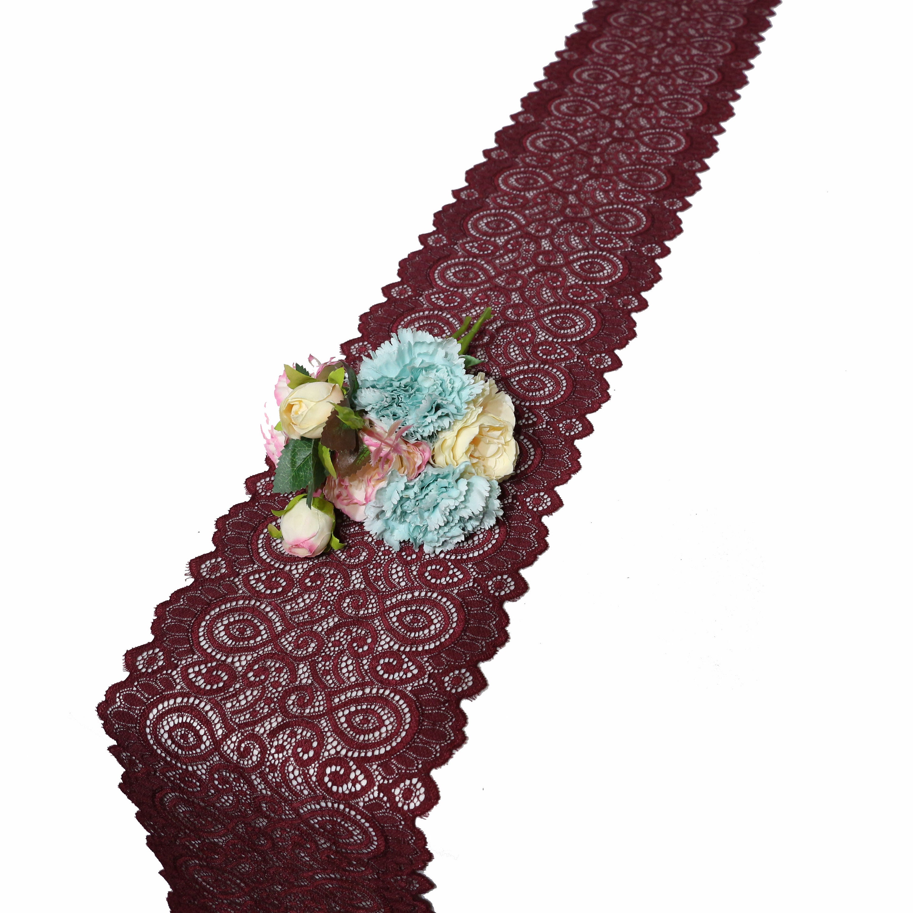 Burgundy Lace Runner, 7" / 18cm，lace Table Runner,burgundy Table Runner ...