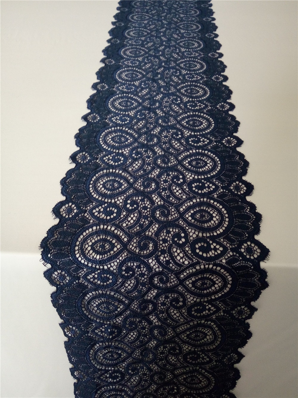 7ft Navy Lace Table Runner, 7", Wedding Table Runner ,navy Lace Table ...