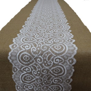 Burlap Table Runner, Burlap Runner With Teal Lace,burlap and Lace Table ...