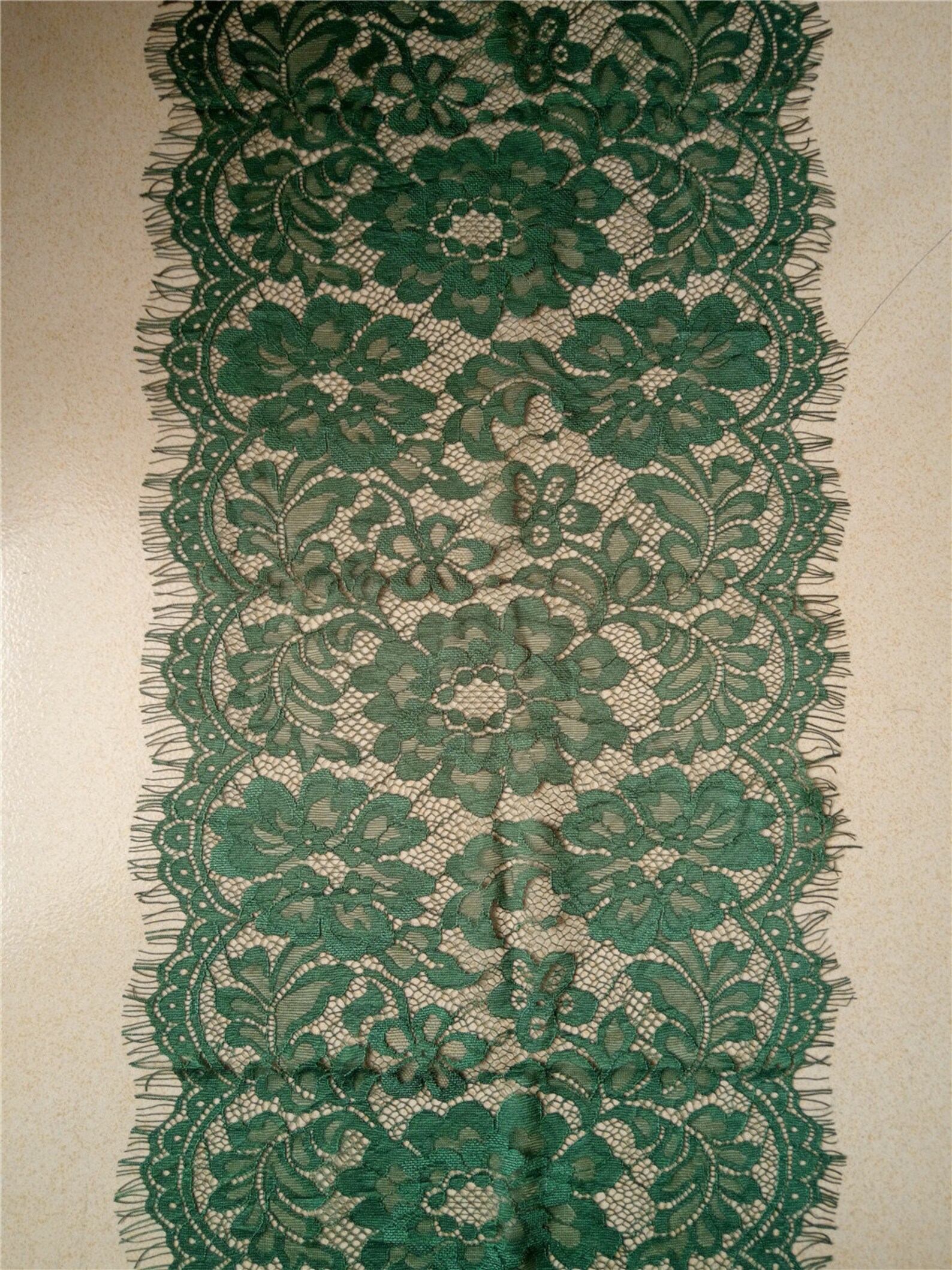 Dark green lace runner 10 wide lace table runner | Etsy