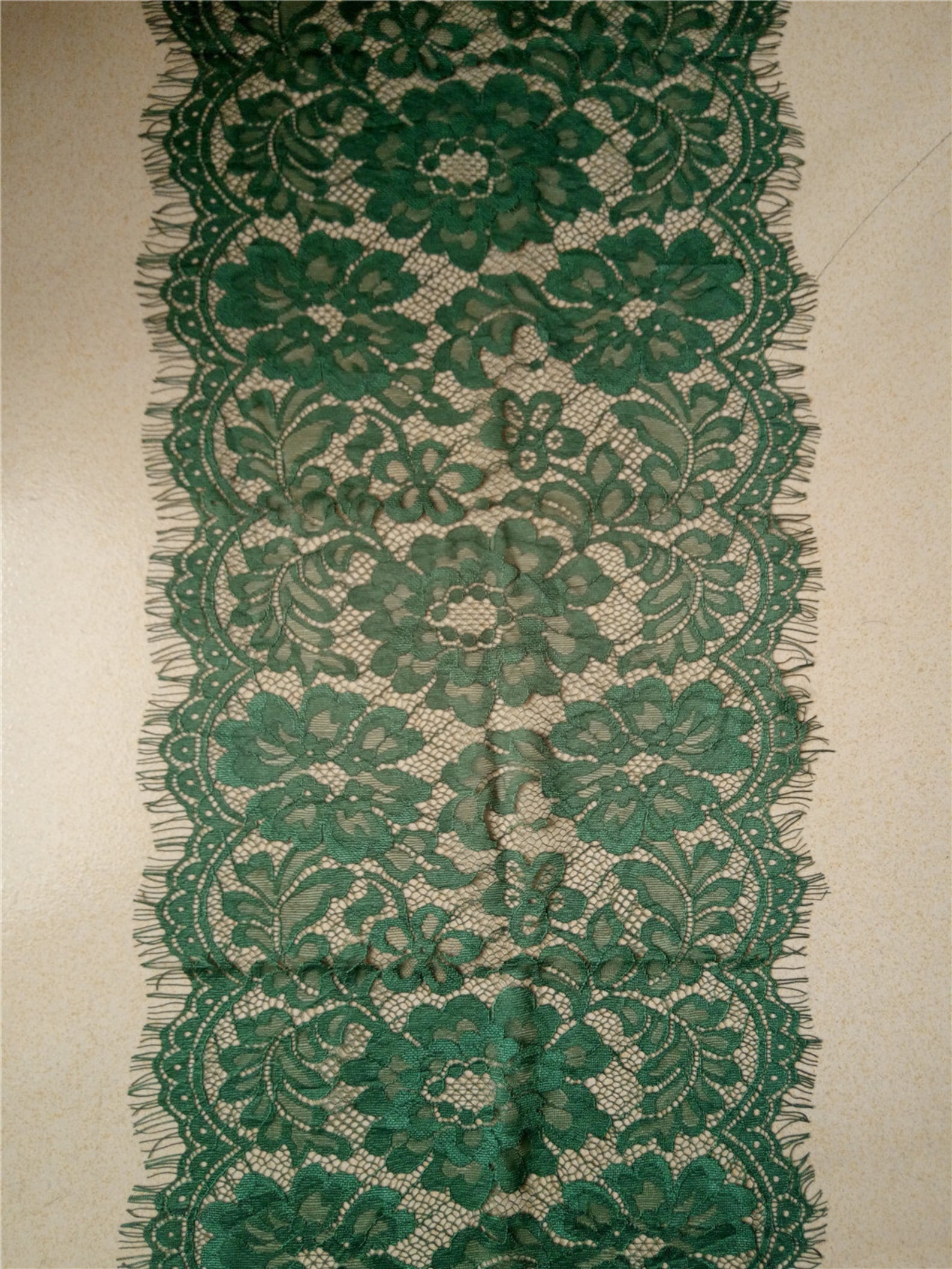 Dark Green Lace Runner, 10" Wide , Lace Table Runner, Forest Wedding ...