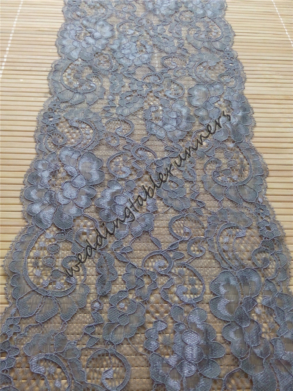 Grey Table Runner, 7"/18cm Wide, Wedding Table Runner, Grey Table ...