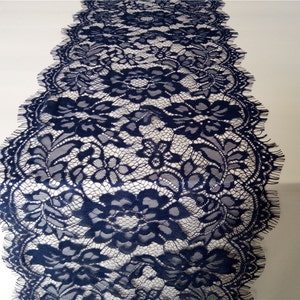 Navy Blue Lace Runner, 6ft-10ft * 10" Wide , Lace Table Runner, Wedding ...
