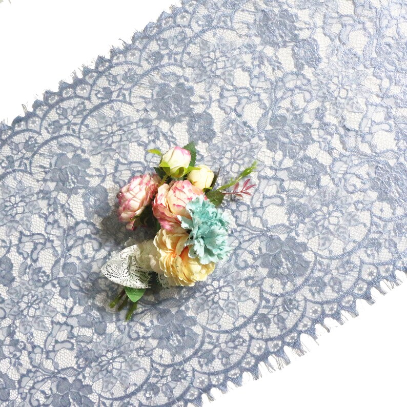 Dusty Blue Lace Table Runner, Wedding Decor, 18inch/45cm Wide, Dusty ...