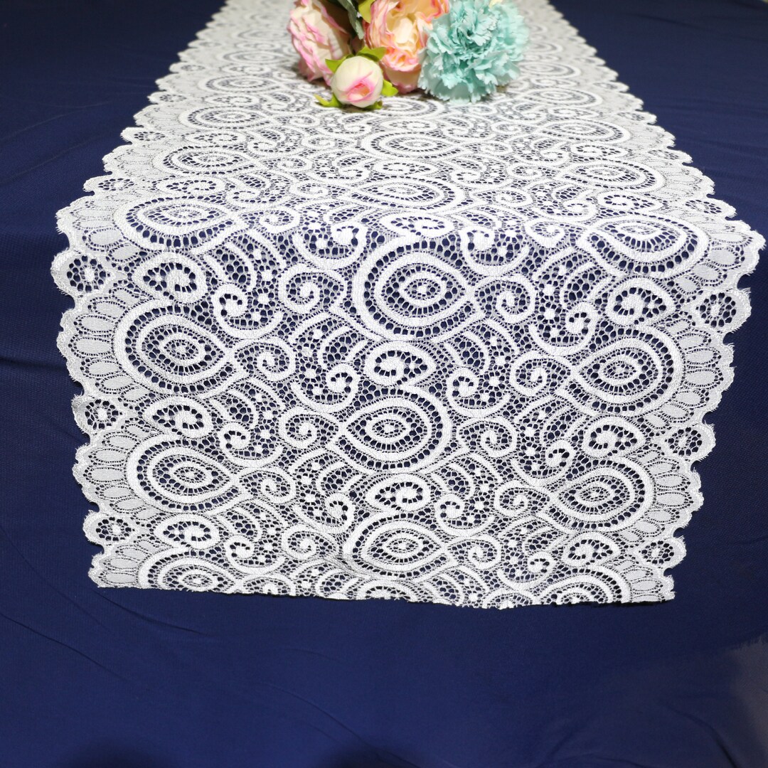White Lace Table Runner, 12" Wide ,wedding Table Runner, Wedding Decor ...