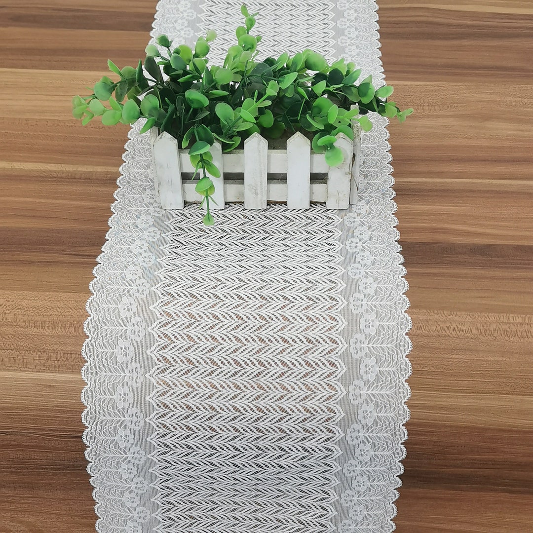 White Lace Table Runner 9inch Wide Wedding Table Runners 7ft - Etsy