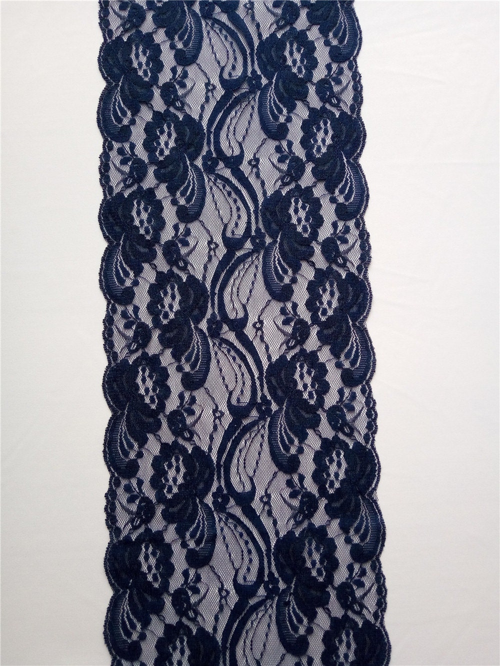 30ft Navy Lace Runner, , 7in Wide X 30ft in Long, Wedding Decor, 7 ...