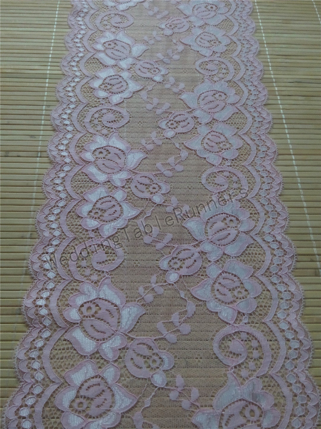 10ft Pink Lace Table Runner 7" Wedding Table Runner Ivory Lace Table ...