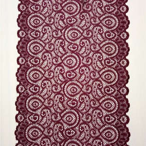 Wine Red Lace Table Runner, 12" Wide ,wedding Table Runner, Wedding ...
