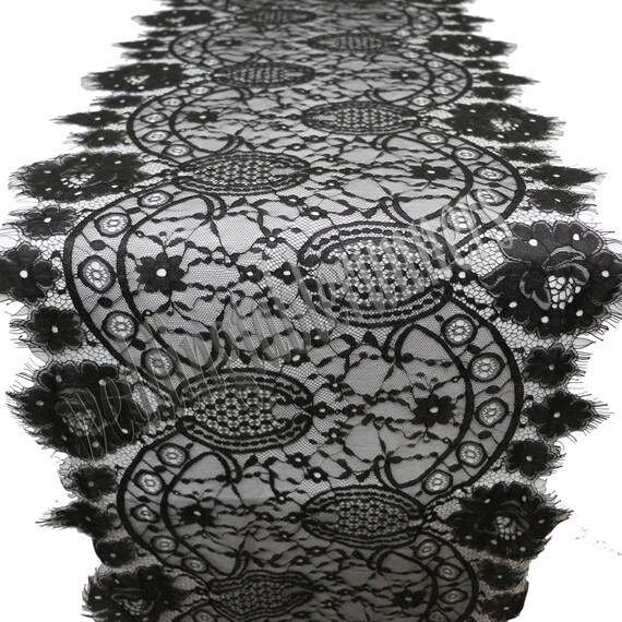 Black table runnerblack macrame table runner 16inches/40cm | Etsy