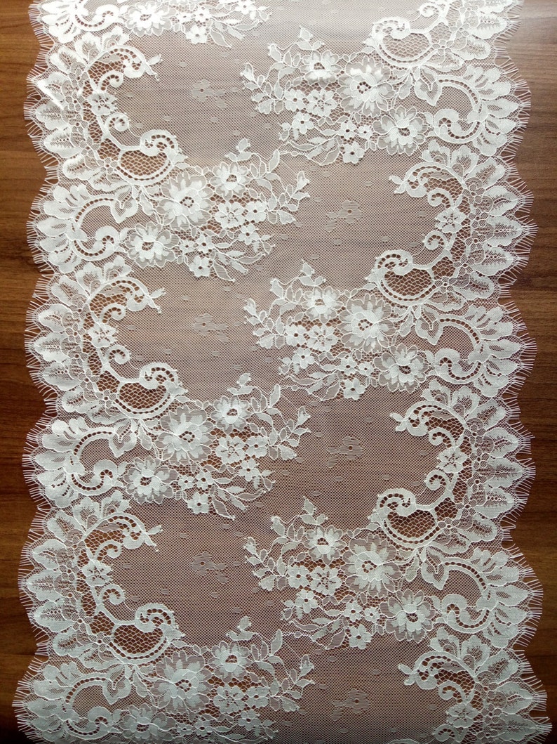 Extra wide table runner/ivory lace table runner/ white table | Etsy