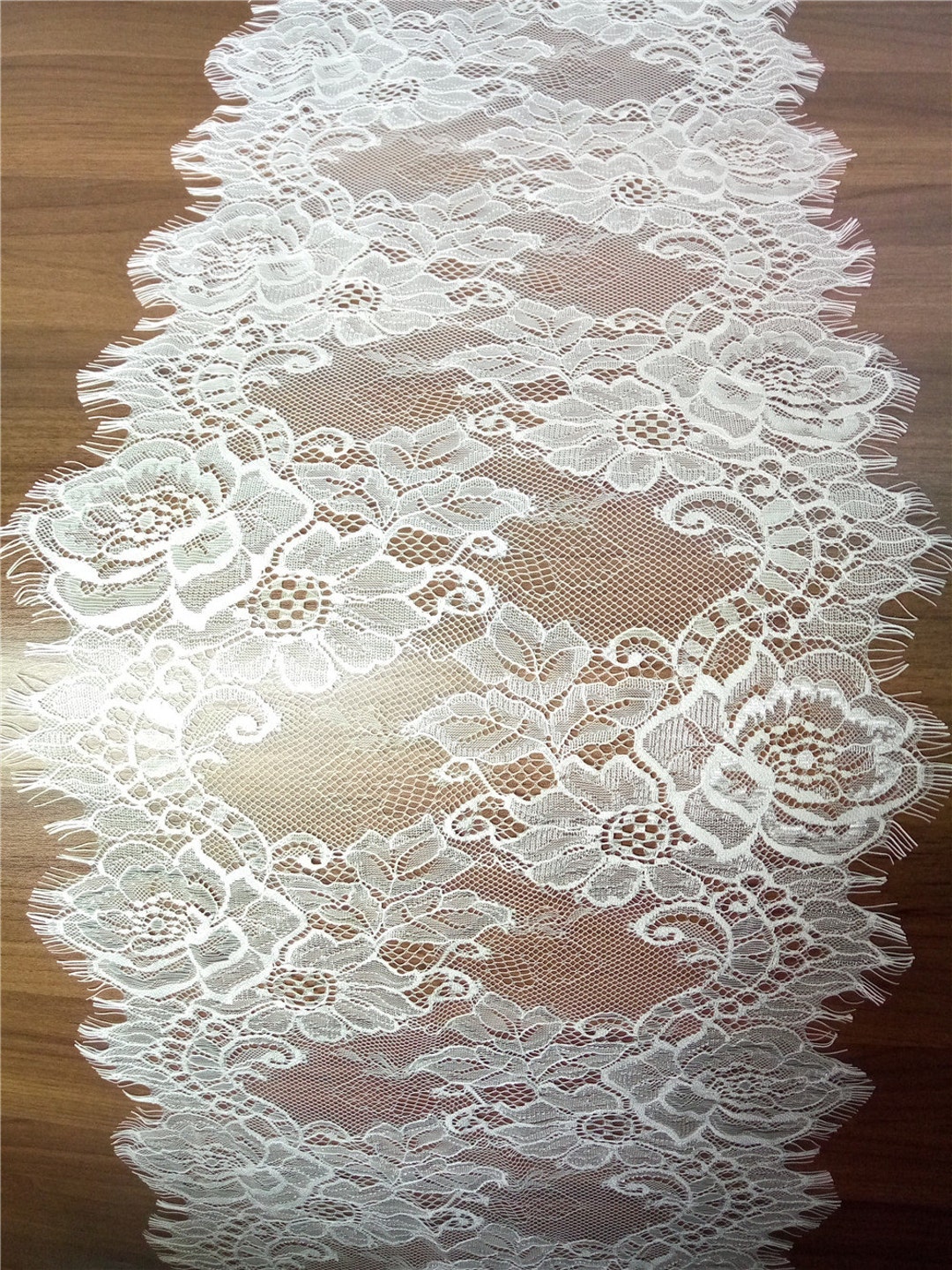 White Table Runner, 12" Wide ,white Lace Table Runner , Lace Table ...