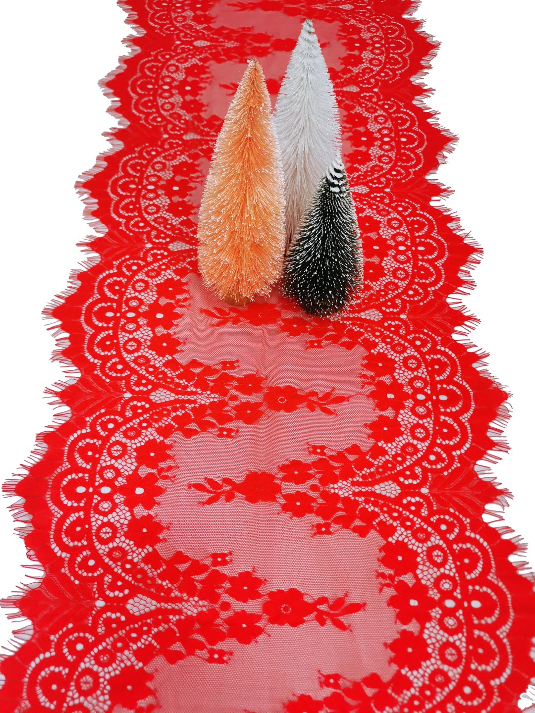 Red Christmas Table Runner Red Lace Table Runner 10ft Christmas Table ...
