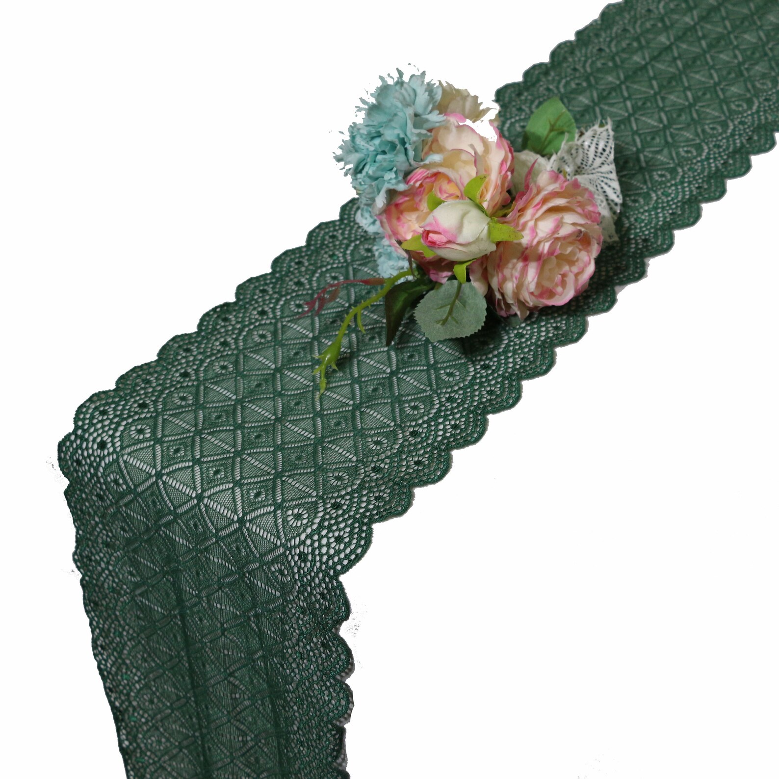 Hunter Green Wedding Drak Green Lace Table Runner 7 - Etsy