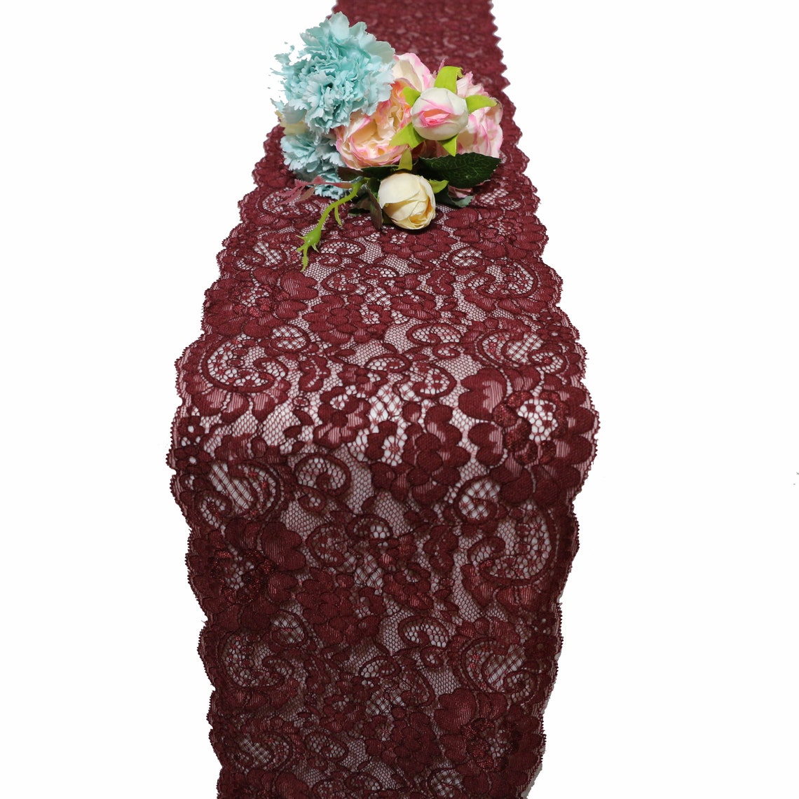 Burgundy Lace Runner Burgundy Lace Table Runner/burgundy | Etsy