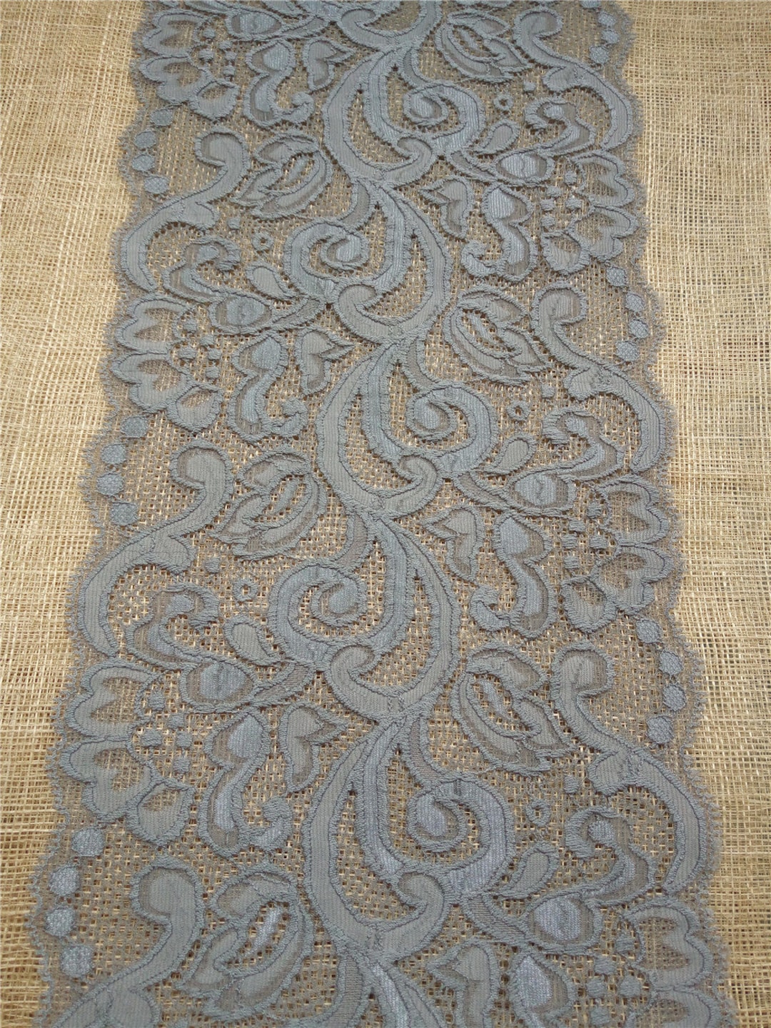 Gray Lace Table Runner,gray Table Runner ,7" Wide, Wedding Table Runner ...