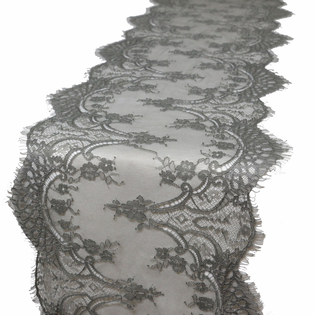 Gray Table Runner Gray Lace Table Runner Gray Wedding 10ft Long X 10 ...