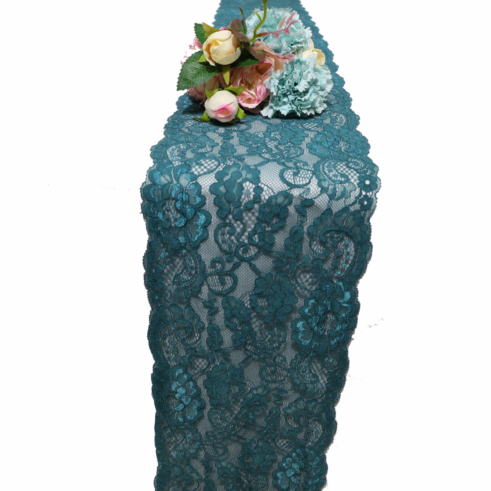 Teal Lace Table Runner Green Lace Table Runner 7 Wide - Etsy