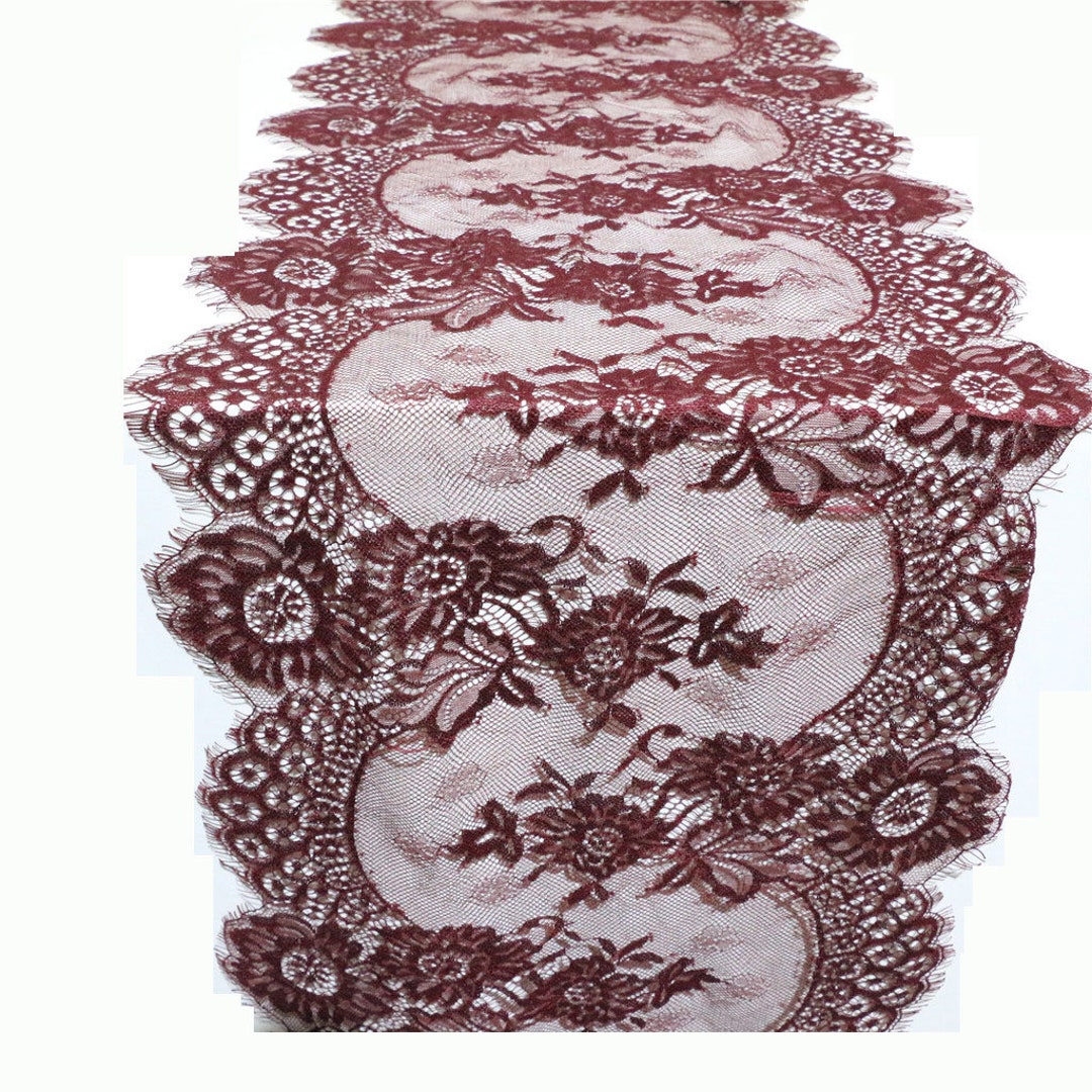 Wine Red Lace Runner, 12" , Lace Table Runners, Wedding Table Runner ...