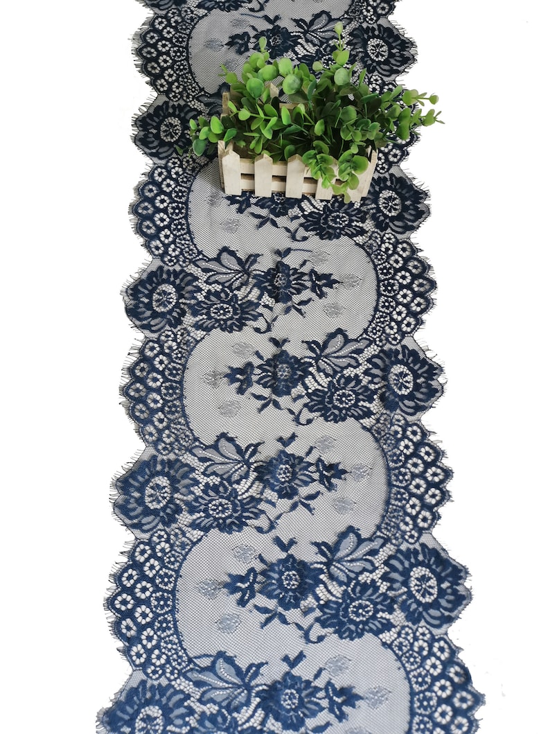 Navy Blue Table Runner, Table Runners, 12"/30cm Wide, Navy Lace Runner ...