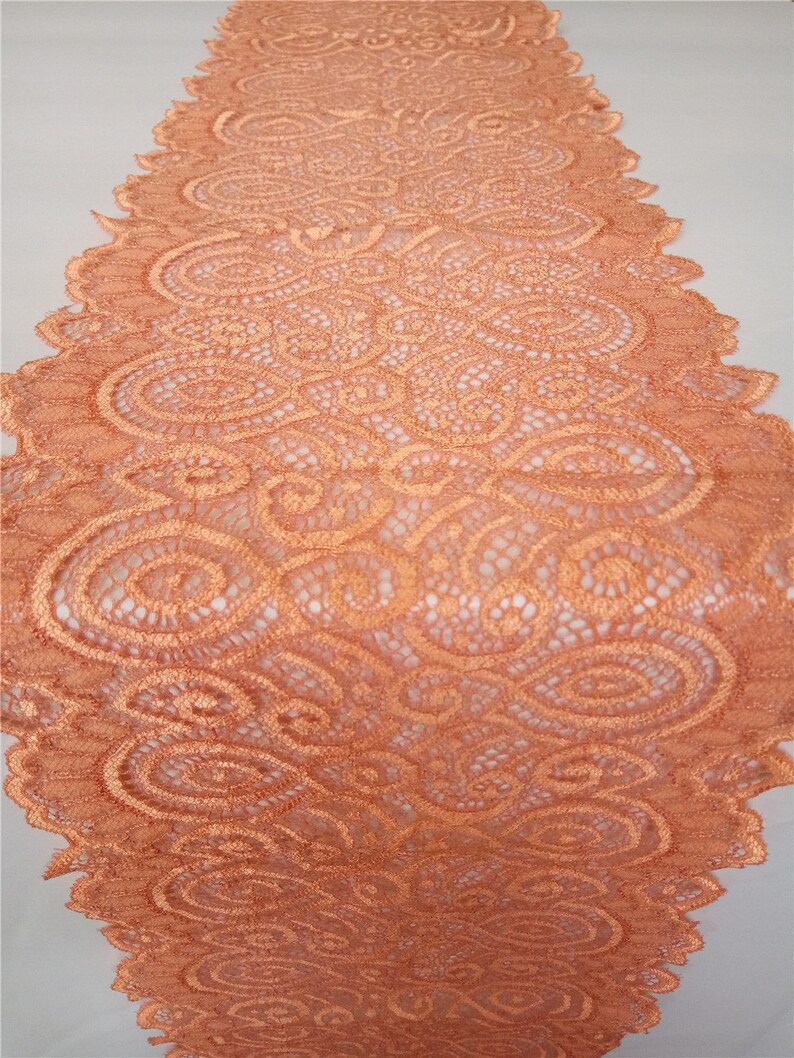 Coral Table Runner Lace Overlay Coral Party Decor Wedding - Etsy