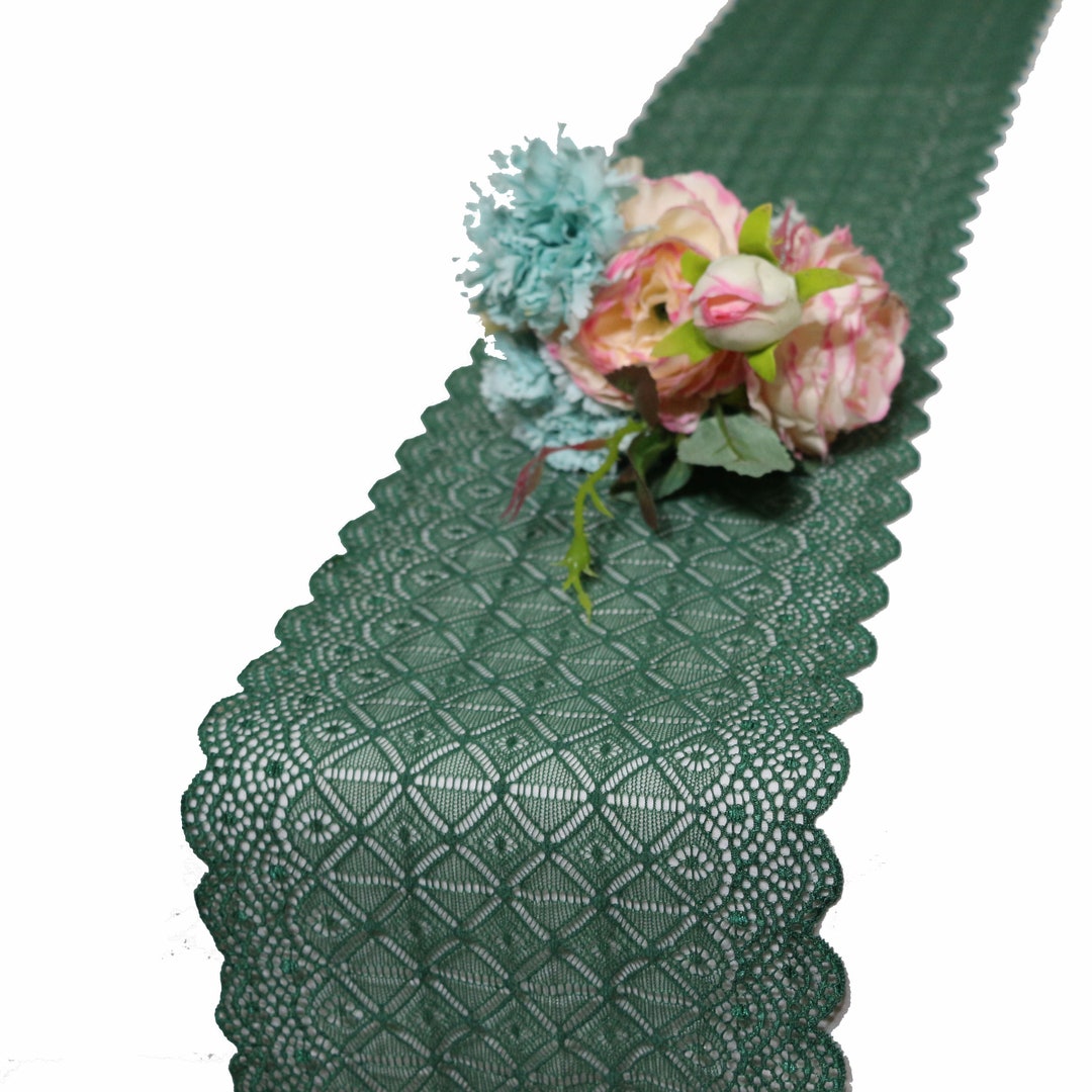 Hunter Green Wedding, Drak Green Lace Table Runner, 7", Forest Wedding ...