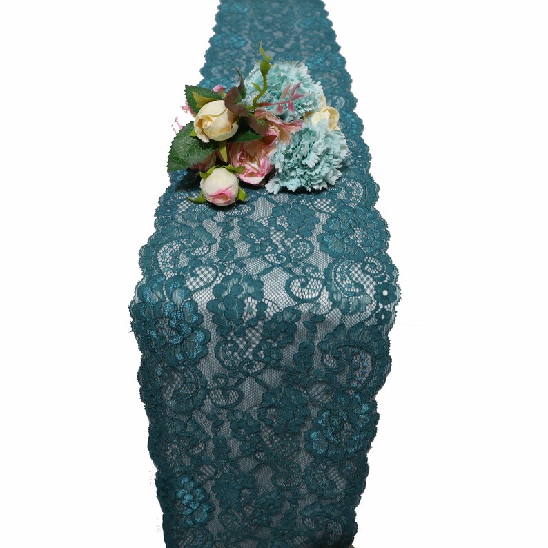 Teal Lace Table Runner Green Lace Table Runner 7 Wide - Etsy