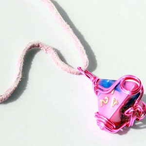 Wire-wrapped Pink-and-blue D4 Dice Necklace - Etsy