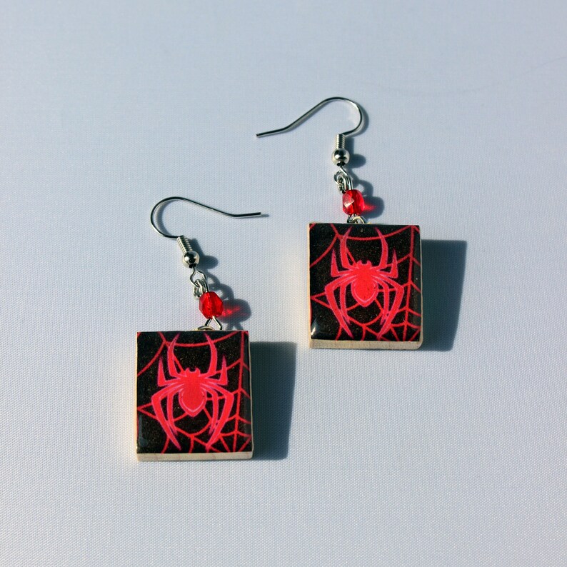 Spider-man Inspired Scrabble Tile Dangle Earrings Miles | Etsy