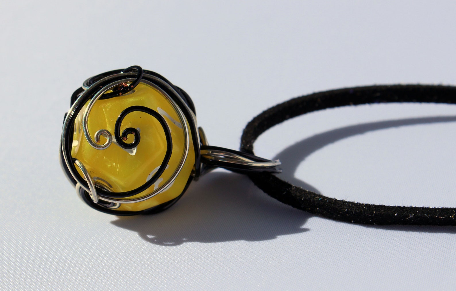 Wire-Wrapped Yellow & Black D12 Dice Necklace | Etsy