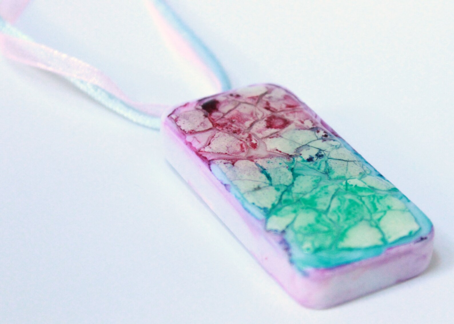 Strawberry Mint Mosaic Upcycled Domino Necklace - Etsy