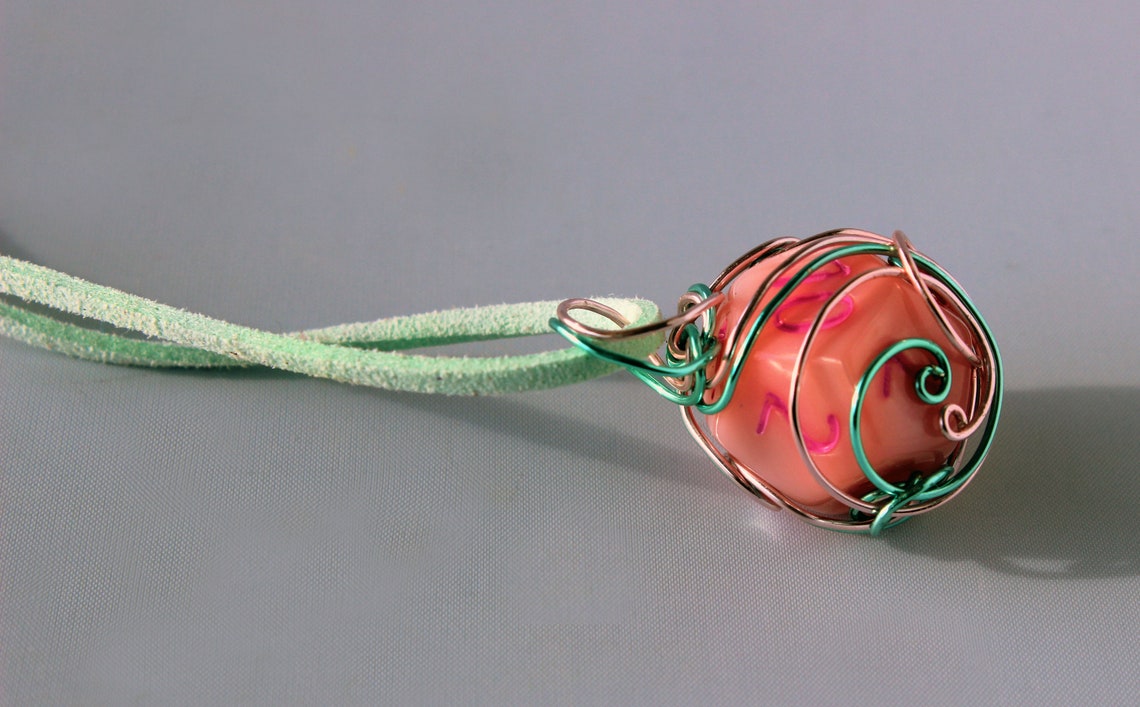Wire-wrapped Bubble Gum Pink D12 Dice Necklace - Etsy