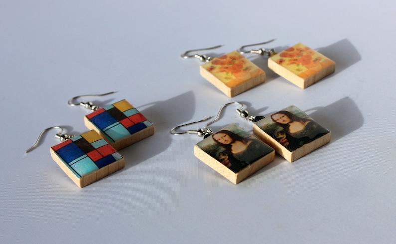 Fine Art Scrabble Tile Dangle Earrings Davinci Van Gogh | Etsy