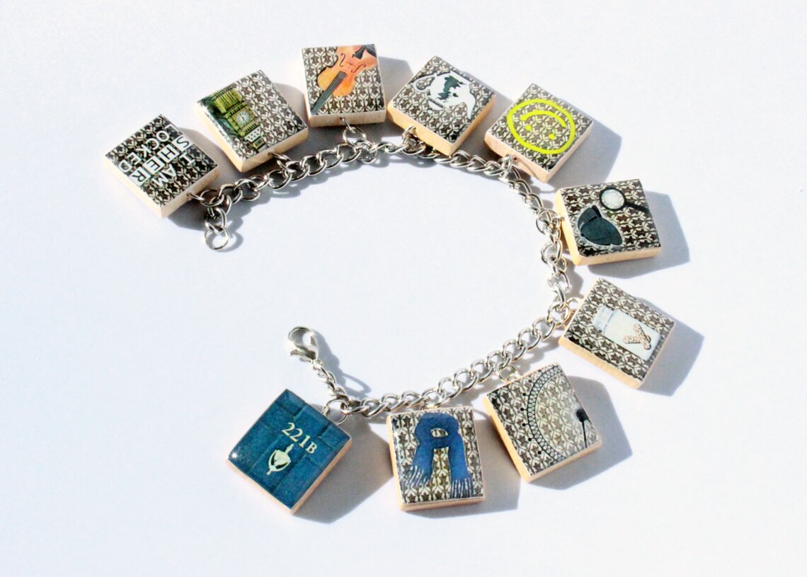 Sherlock Inspired Scrabble Tile Charm Bracelet BBC Inspired | Etsy