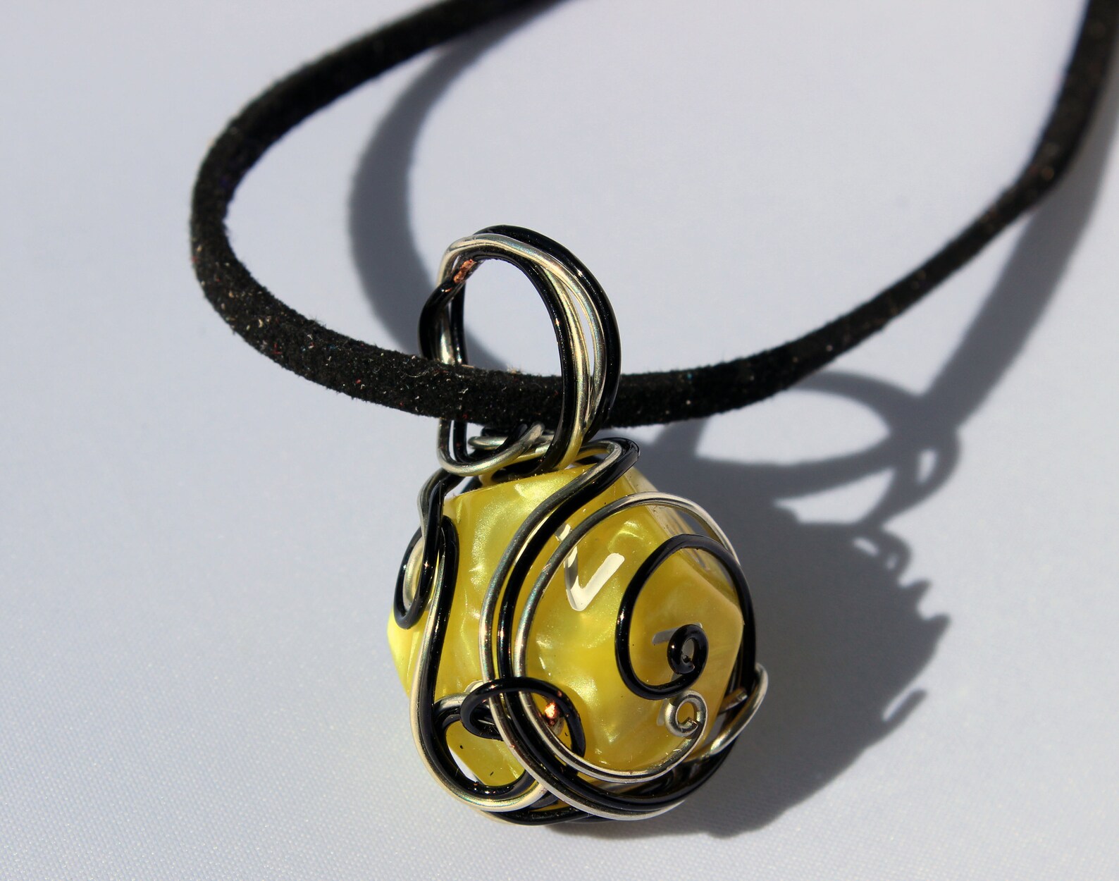 Wire-Wrapped Yellow & Black D12 Dice Necklace | Etsy