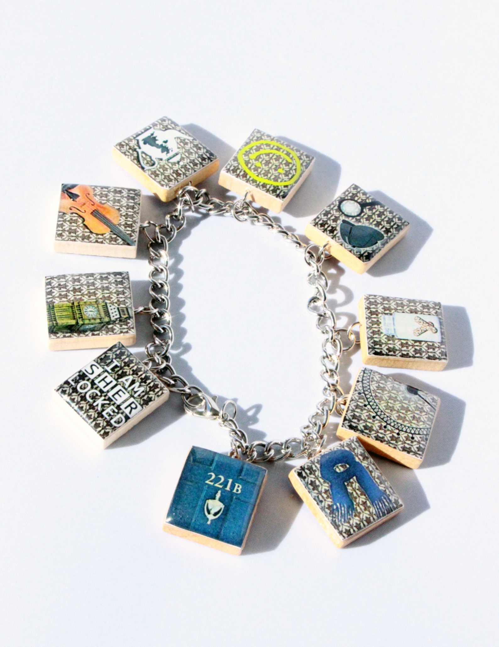 Sherlock Inspired Scrabble Tile Charm Bracelet BBC Inspired | Etsy