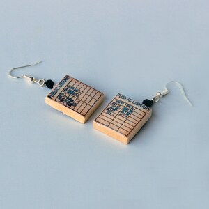 Library Card Scrabble Tile Dangle Earrings - Etsy