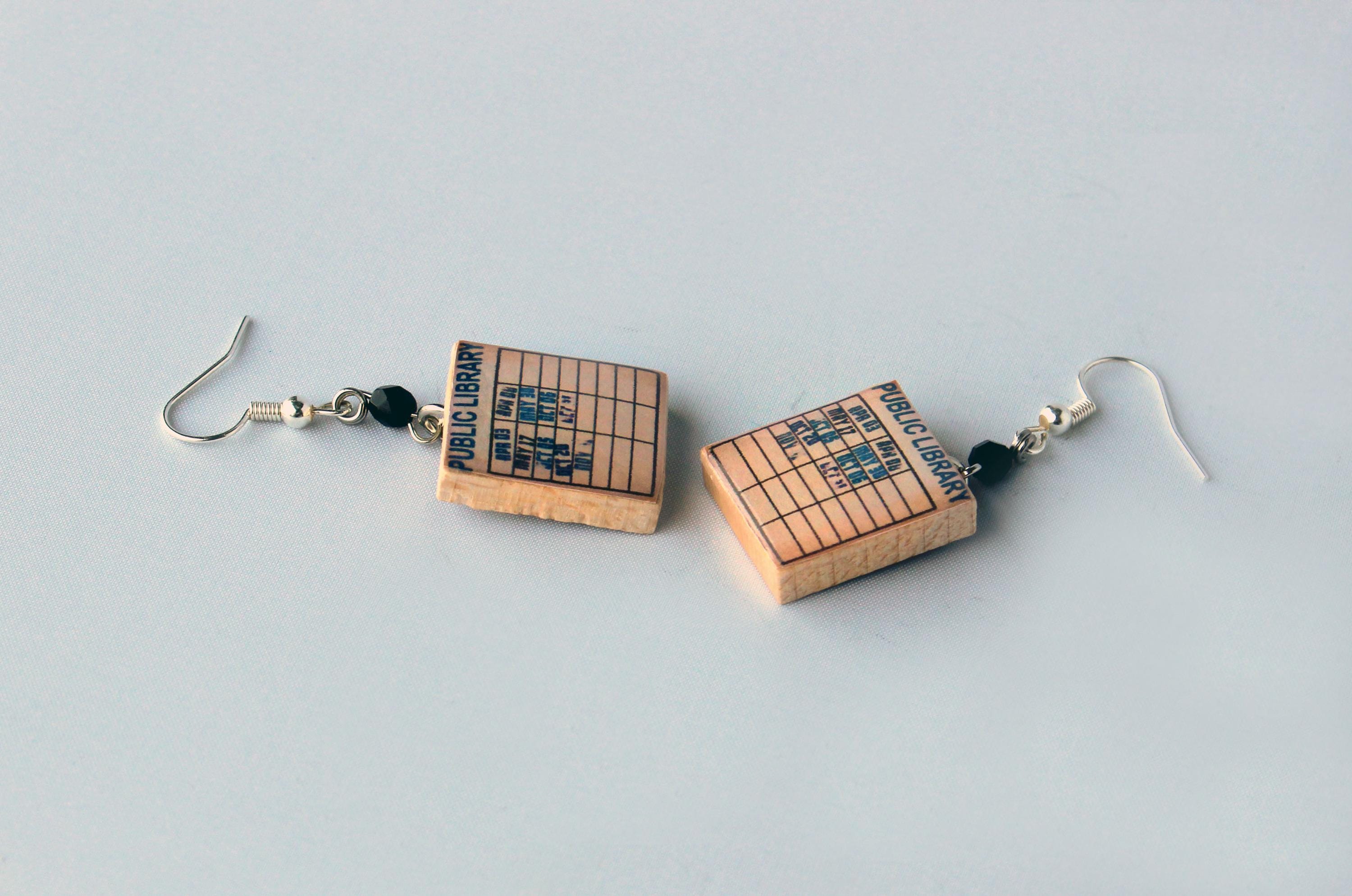 Library Card Scrabble Tile Dangle Earrings - Etsy