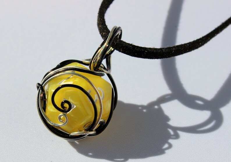 Wire-Wrapped Yellow & Black D12 Dice Necklace | Etsy