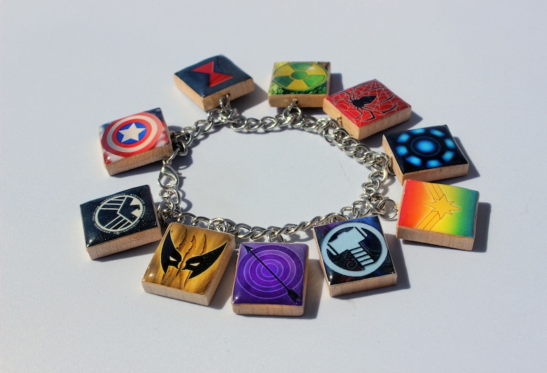 Avengers Inspired Scrabble Tile Charm Bracelet Marvel | Etsy