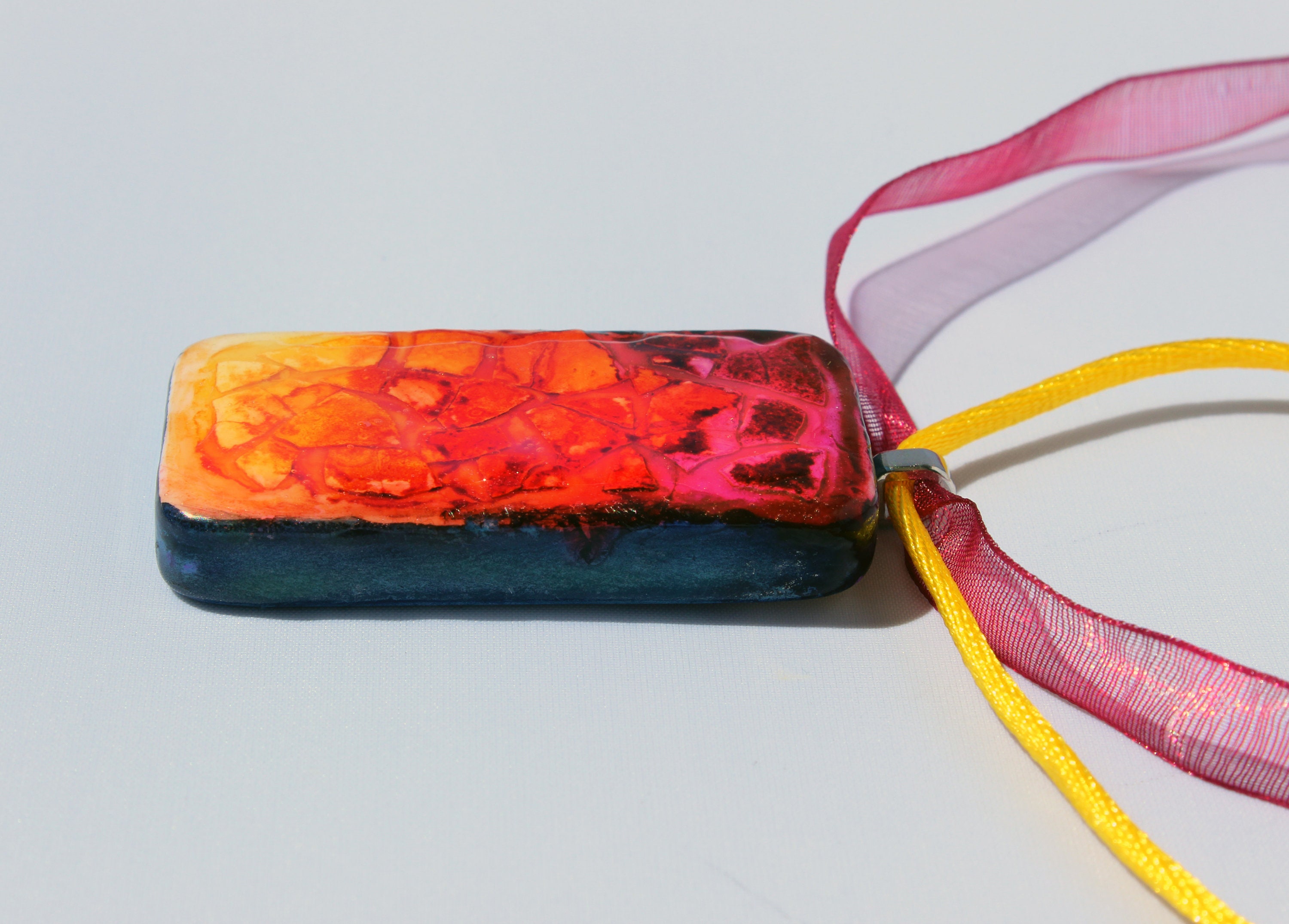 Shimmering Sunrise Mosaic Upcycled Domino Necklace | Etsy