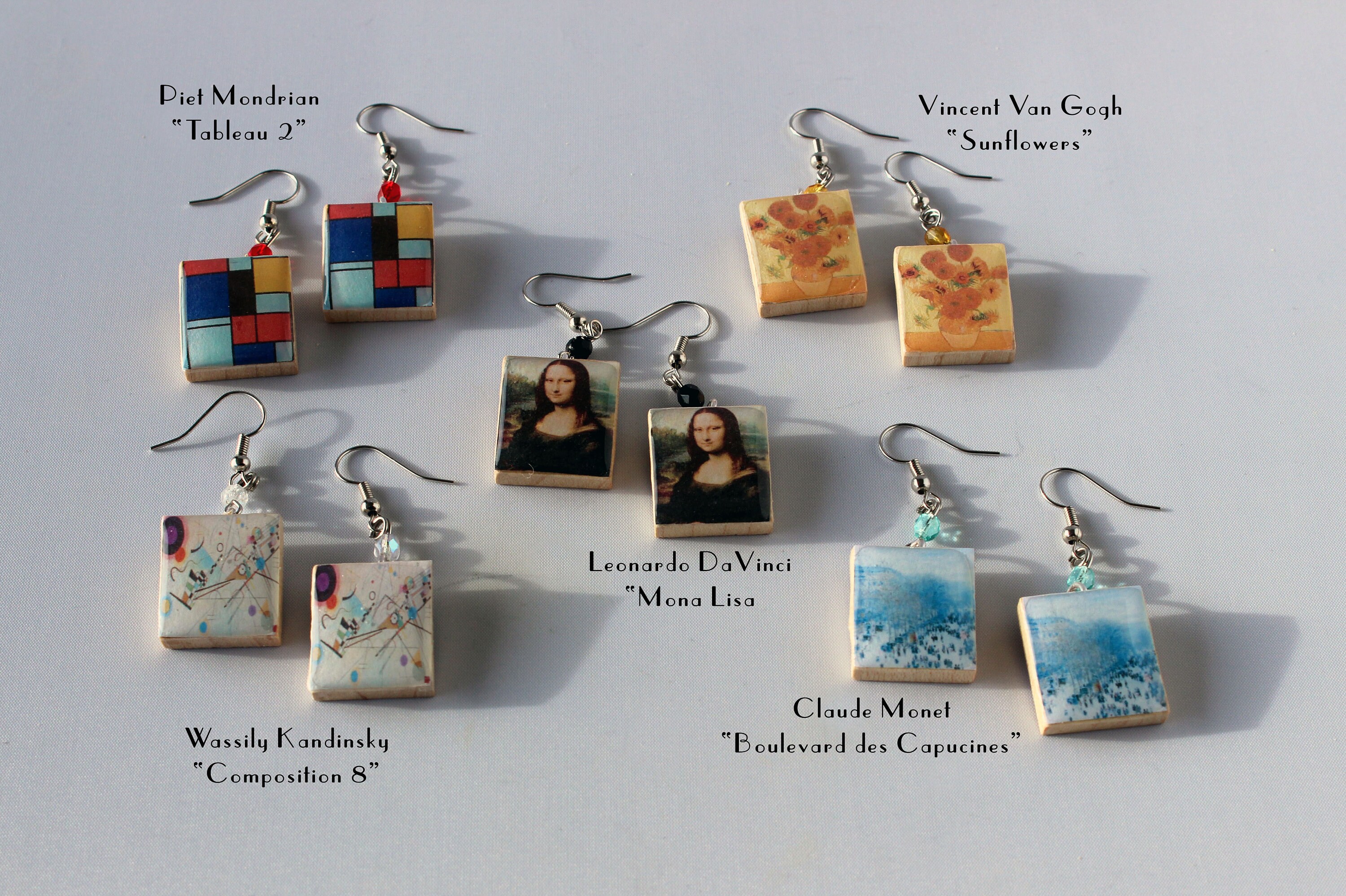 Fine Art Scrabble Tile Dangle Earrings DaVinci Van Gogh | Etsy