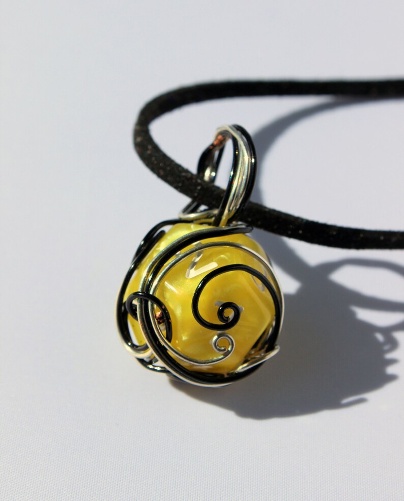 Wire-Wrapped Yellow & Black D12 Dice Necklace | Etsy
