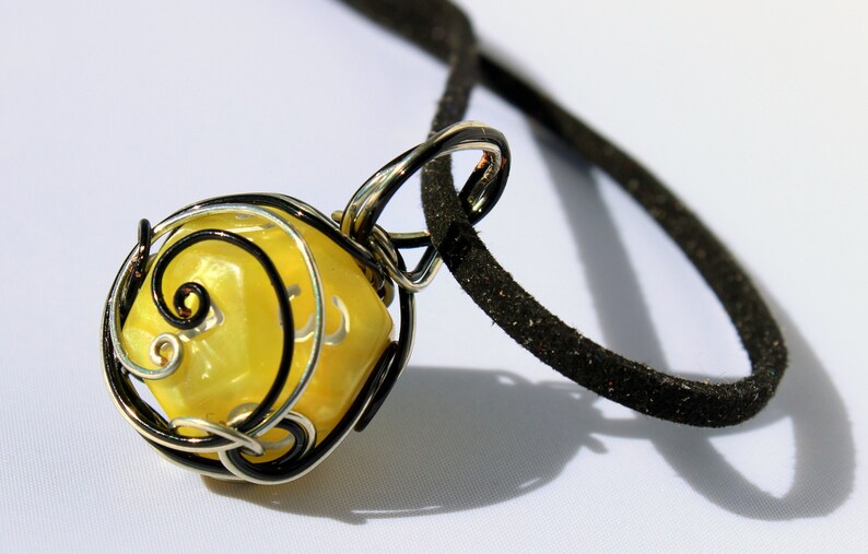 Wire-Wrapped Yellow & Black D12 Dice Necklace | Etsy