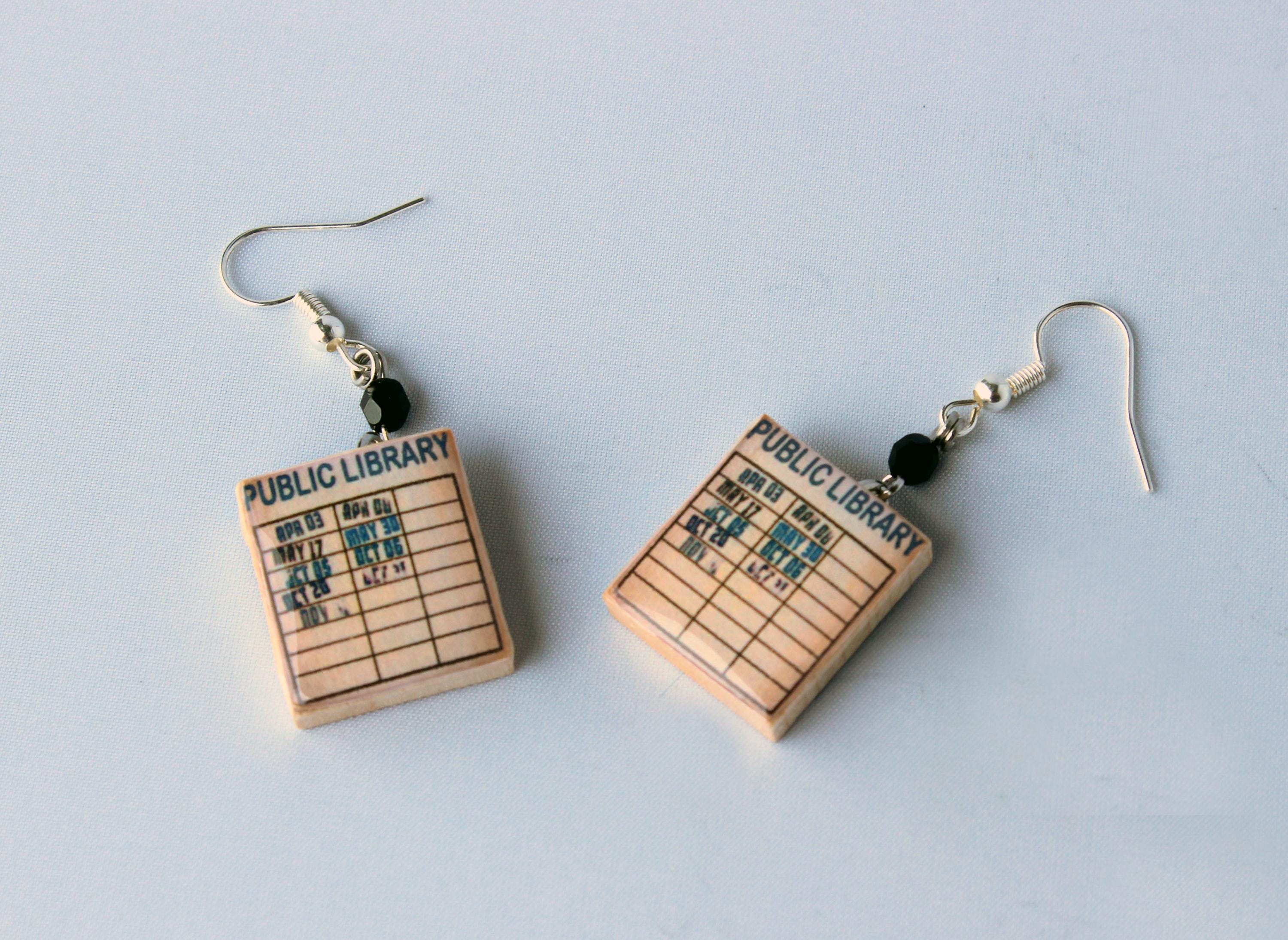 Library Card Scrabble Tile Dangle Earrings - Etsy