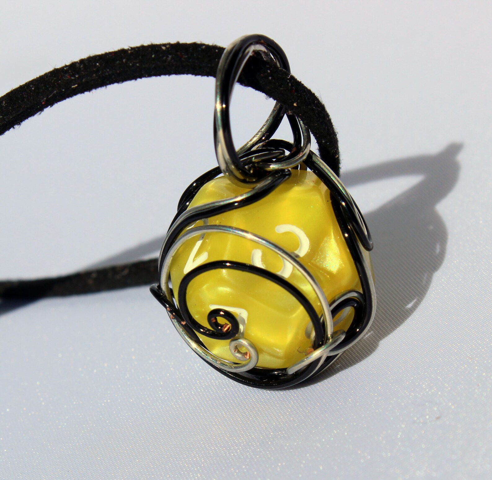 Wire-Wrapped Yellow & Black D12 Dice Necklace | Etsy