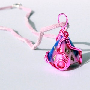 Wire-wrapped Pink-and-blue D4 Dice Necklace - Etsy