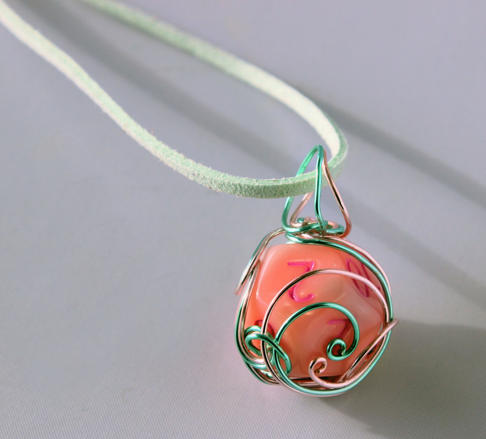 Wire-wrapped Bubble Gum Pink D12 Dice Necklace - Etsy
