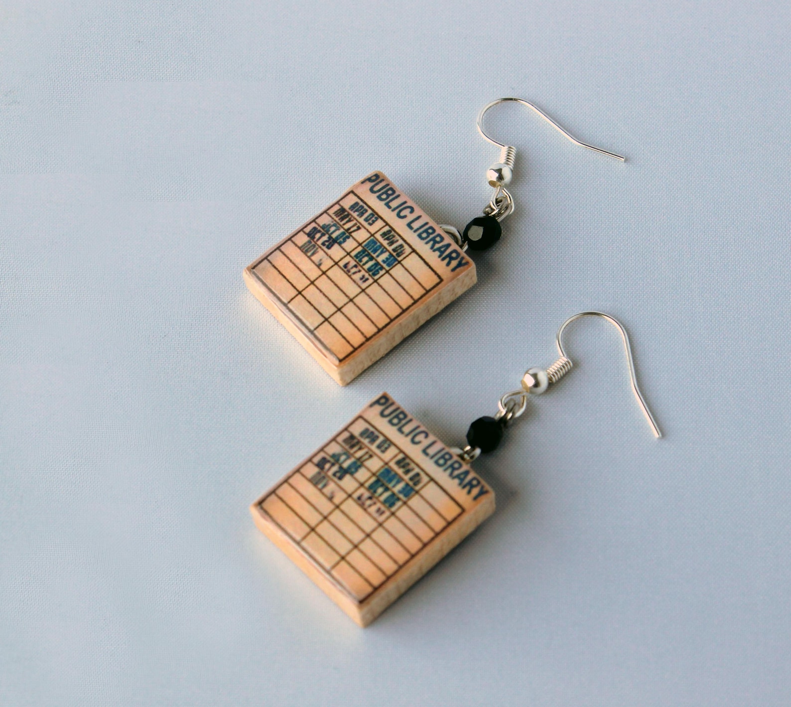 Library Card Scrabble Tile Dangle Earrings - Etsy