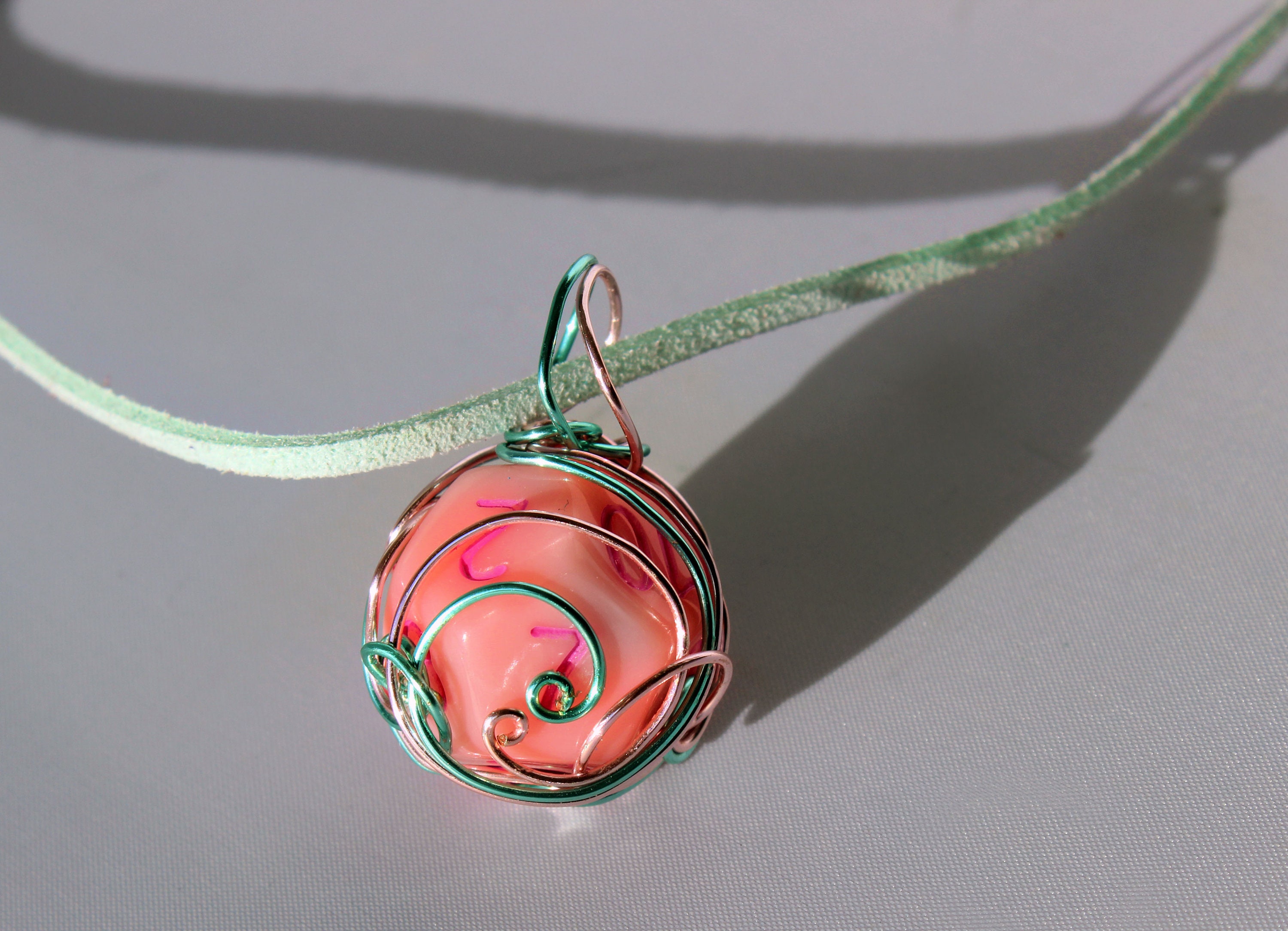 Wire-wrapped Bubble Gum Pink D12 Dice Necklace - Etsy